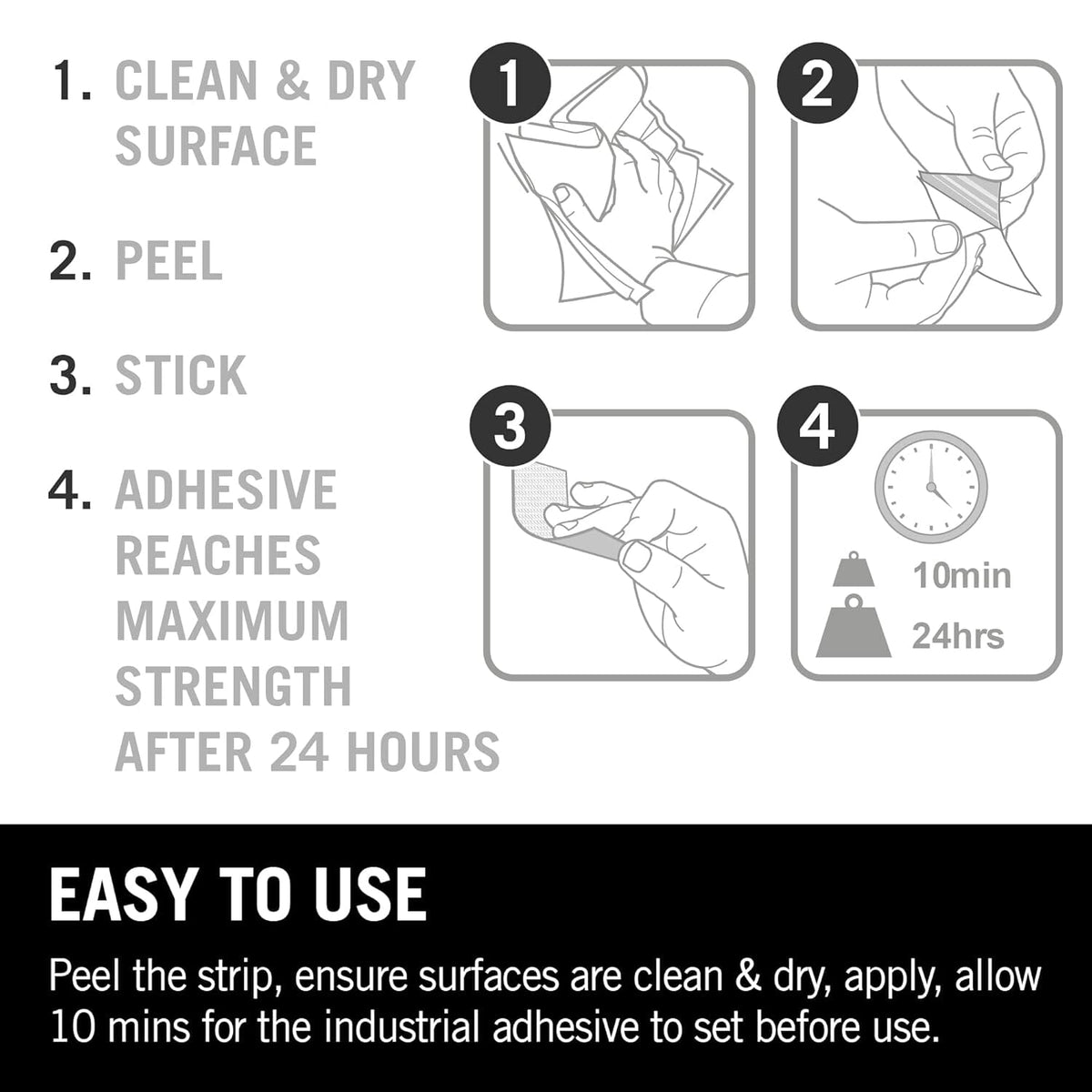 VELCRO® Brand Heavy Duty Stick On Strips 50mm x 100mm x 8 sets | VELCRO ...